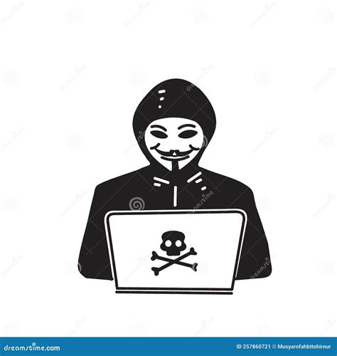Hand Drawn Doodle Anonymous Hacker Symbol Icon Illustration Vector