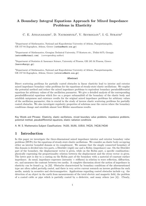 Pdf A Boundary Integral Equations Approach For Mixed Impedance