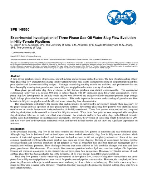Pdf Experimental Investigation Of Three Phase Gas Oil Water Slug Flow Evolution In Hilly