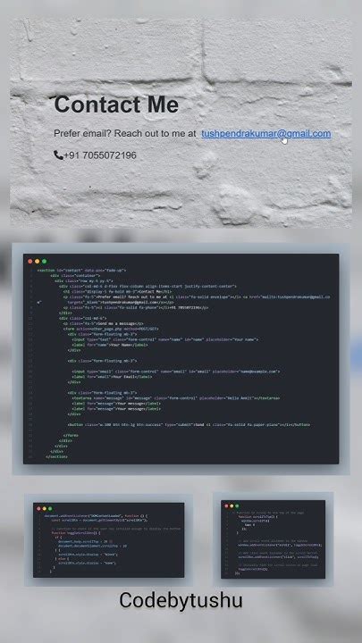 Contact📞and E Mail📧 Web Page In Protfilio Part 7 Html Css