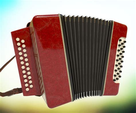 Artstation Musical Instrument Accordion Button Accordion Low Poly 3d Model Game Assets