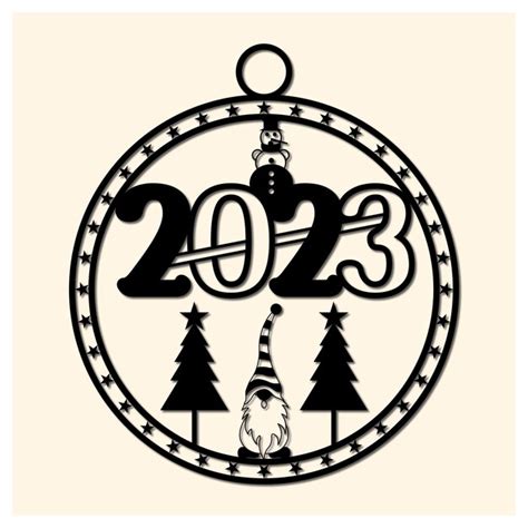 2023 크리스마스 라운드 로프 프레임 레이저 컷 둥근 테두리 및 장식 2023 새해 디자인 프리미엄 벡터