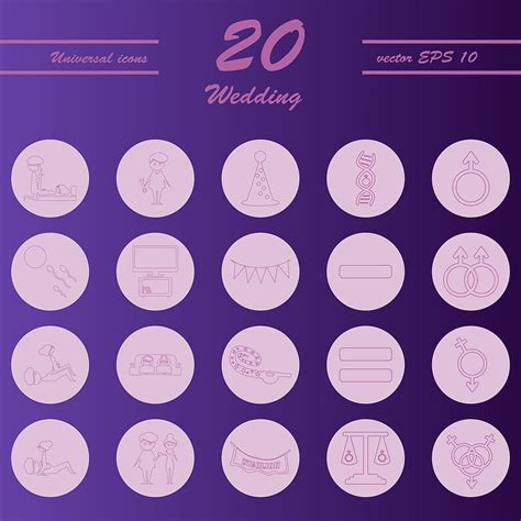 현대 선 스타일 벡터에서 웨딩 아이콘 세트 Eps Ai Uidownload