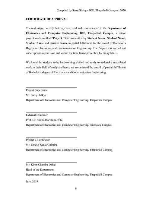 Electronics And Computer Project Report Template And Guidelines 2020pdf