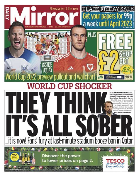 Daily Mirror Front Page 19th Of November 2022 Tomorrows Papers Today