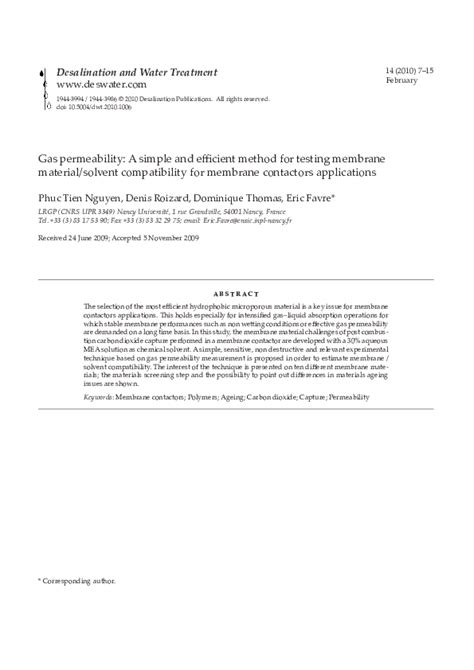 Pdf Gas Permeability A Simple And Efficient Method For Testing