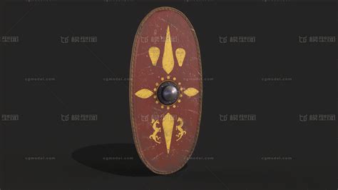 长盾 盾牌 Pbr材质 高卢盾 罗马盾 防具 古代盾牌 次世模型 防具模型库 3ds Max Max 模型下载 Cg模型网