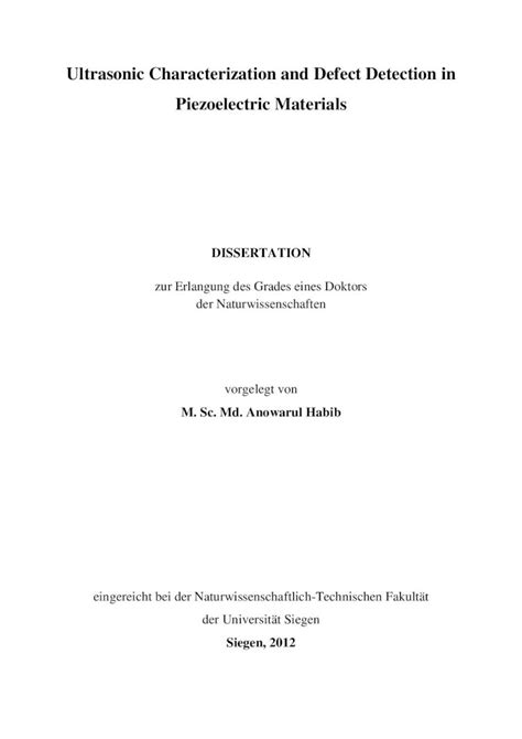 Pdf Ultrasonic Characterization And Defect Detection Indokumentix Ub Uni Siegen De Opus