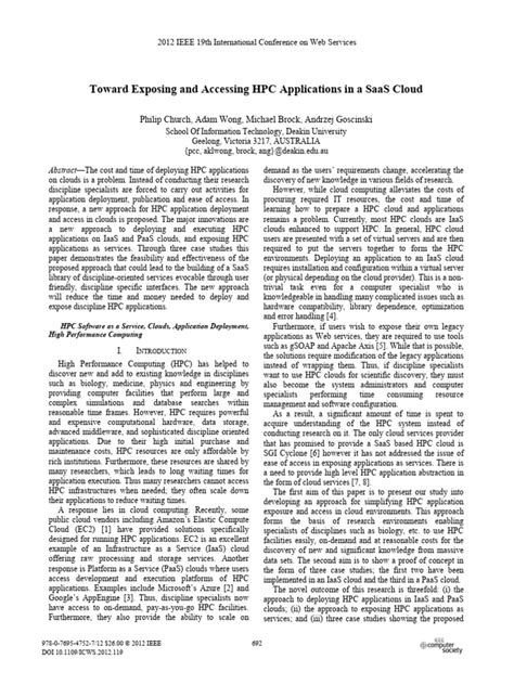 Toward Exposing And Accessing Hpc Applications In A Saas Cloud Pdf