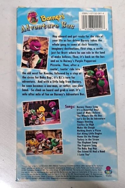 Barney Barneys Adventure Bus Vhs 1997 Classic Collection Eur 4 62
