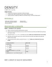 Lab2 Density Virtual Updt Docx DENSITY CHEM 101 LAB 2 OBJECTIVES To Learn How To Determine