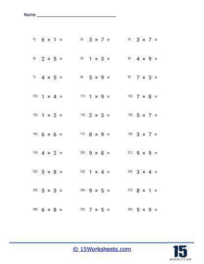 Single Digit Multiplication Worksheets 15 Worksheets Library