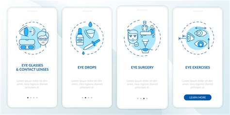 Eye Diseases Treatment Methods Onboarding Mobile App Page Screen With Concepts 2146268 Vector