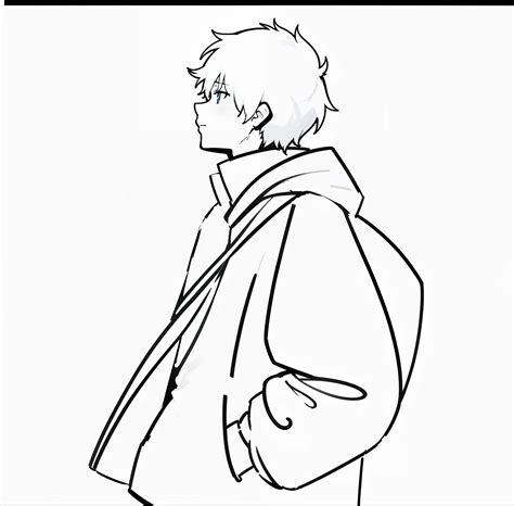 Simple Anime Boy Lineart