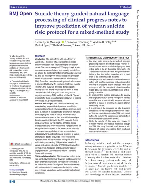 Pdf Suicide Theory Guided Natural Language Processing Of Clinical Progress Notes To Improve