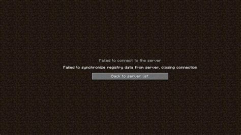 Failed To Synchronize Registry Data From Server Error In Minecraft