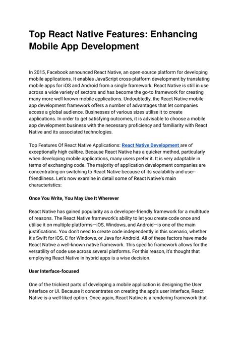 Ppt Top React Native Features Enhancing Mobile App Development Powerpoint Presentation Id
