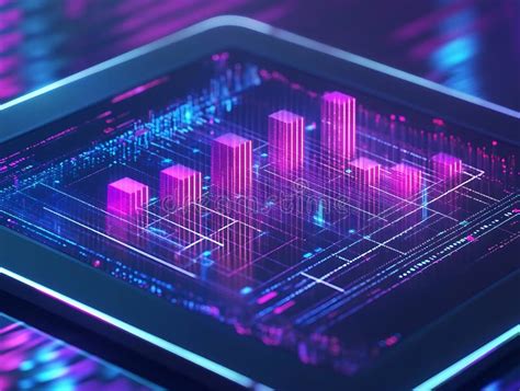 Growing Bar Graph On Digital Tablet Screen Futuristic Finance Stock Illustration Illustration