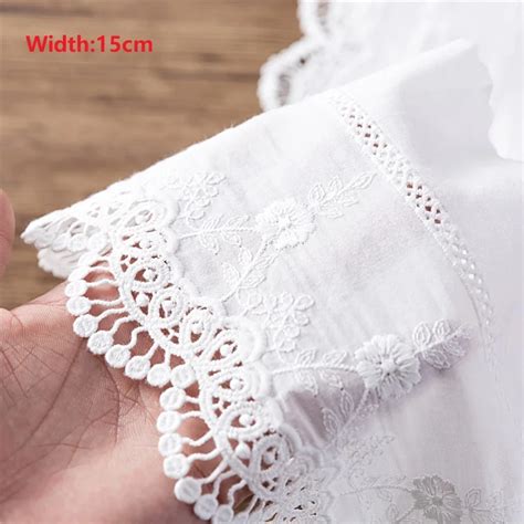 1y 플라워 할로우 15cm 와이드 코튼 천 레이스 트림 원단 옷 액세서리 커프스 스커트 밑단