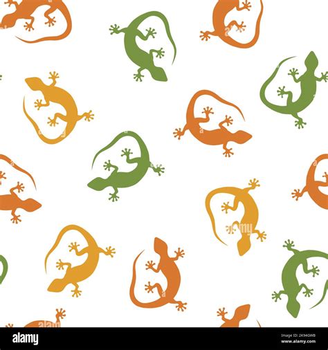 Different Colors Tokay Gekko Seamless Pattern Repeating Pattern Of Hand Drawn Gekko Lizards