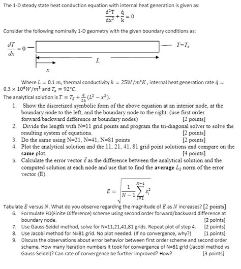 Solved The 1 D Steady State Heat Conduction Equation With