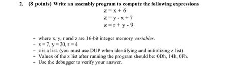 Solved 2 8 Points Write An Assembly Program To Compute