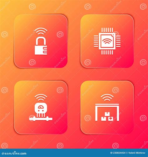 set smart safe combination lock processor with microcircuits cpu sensor and warehouse icon