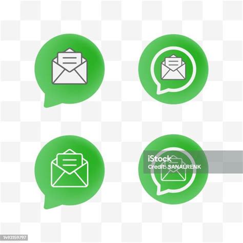 새 메시지 알림이 있는 3d 모바일 응용 프로그램 봉투 아이콘입니다 쉽게 편집 가능한 윤곽선 스타일 녹색 이메일 아이콘 문의