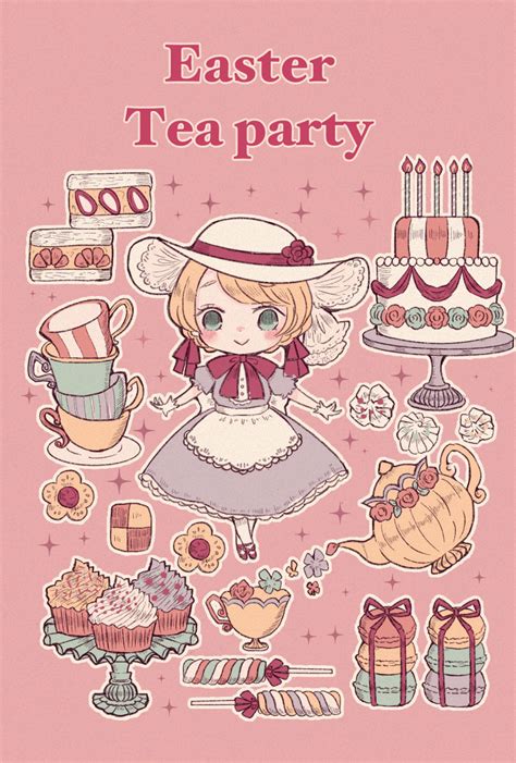Cerika Original Red Footwear Highres 1girl Apron Blonde Hair Blue Eyes Cake Cake Stand