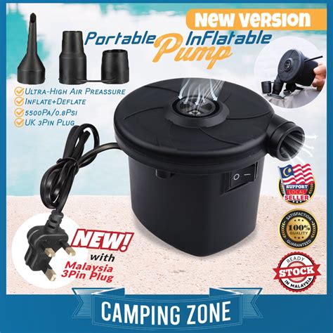 Ht 196 3 Pin Portable Inflatable Pump Electric Mini Swiming Pool Bed Matress Boat Pam Angin