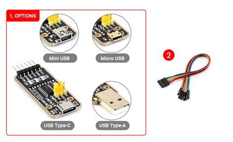 USB To UART Communication Module Micro Mini Type A Type C Connectors High Baud Rate