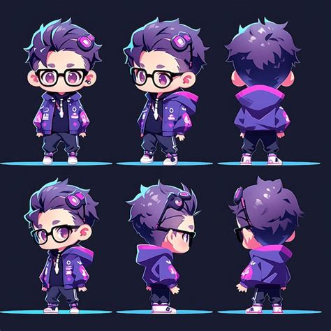 Colorful Male Chibi Kawaii Web Developer Geek Chic Style Techie Color