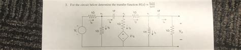 Solved For The Circuit Below Determine The Transfer Chegg
