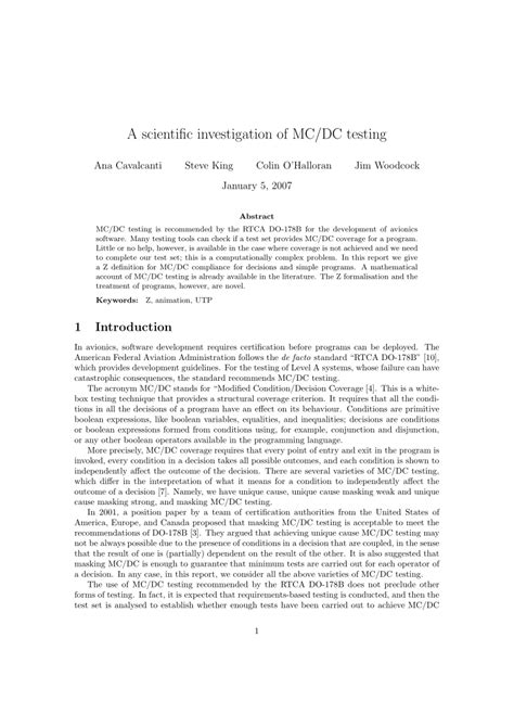Pdf A Scientific Investigation Of Mcdc Testing