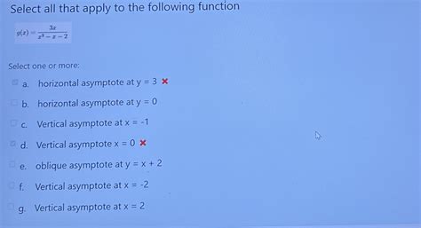 Solved Select All That Apply To The Following Function