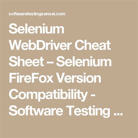 Master Selenium Webdriver With This Cheat Sheet