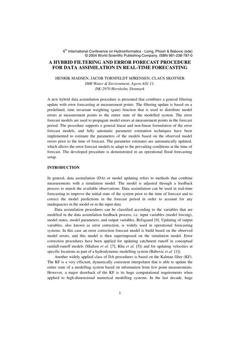 Pdf A Hybrid Filtering And Error Forecast Procedure For Data Assimilation In Real Time Forecasting