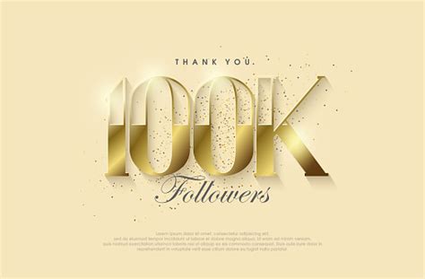 반짝이는 고급 골드 디자인으로 100k 추종자들에게 큰 감사를드립니다 포스터 배너 축하 인사말을 위한 프리미엄 벡터 3차원 형태에 대한 스톡 벡터 아트 및 기타 이미지