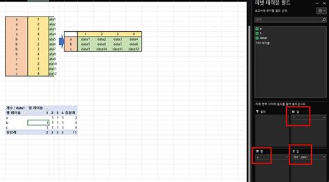 [excel] 열 하나를 머리글 행으로 바꾸기 표의 행과 열을 재조합하기 피벗 테이블 사용