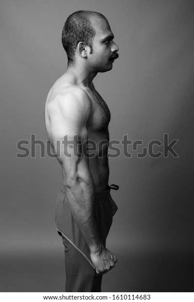 Muscular Indian Man Mustache Shirtless Against Stock Photo Shutterstock