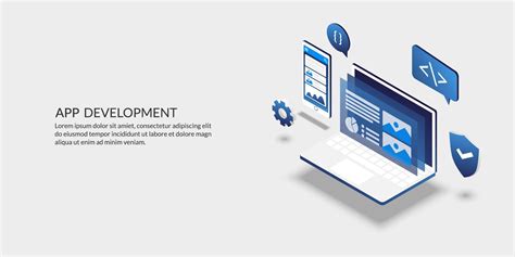 Mobile Application Development Concept Isometric User Interface Design Vector Art At