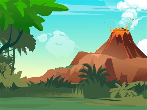 Cartoon Volcano Background By Cartoonsco On Dribbble