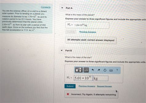 Solved Constants Part A You Are The Science Officer On A Chegg Com