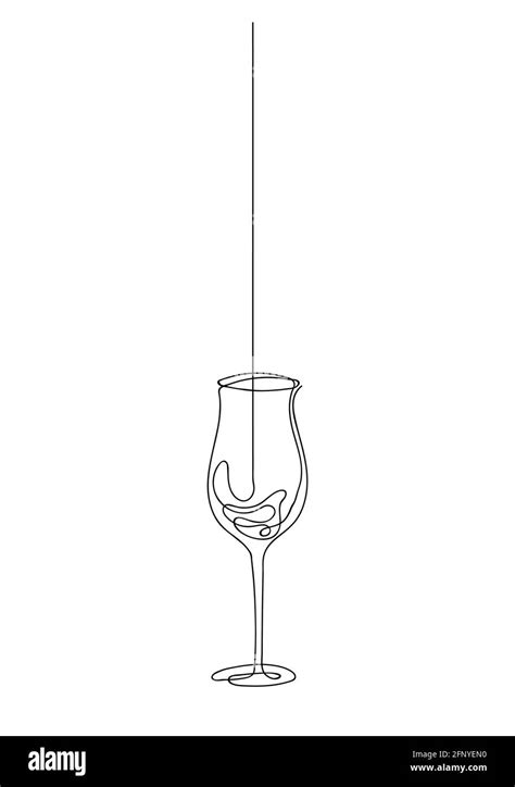 Сontinuous One Line Wine Glass Simple Hand Drawing Drinks To Go