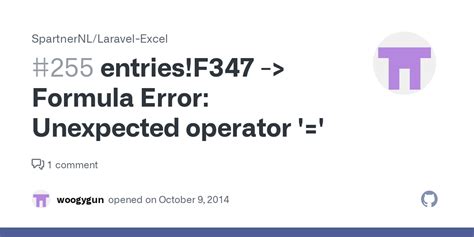 Entriesf347 Formula Error Unexpected Operator · Issue 255 · Spartnernllaravel Excel
