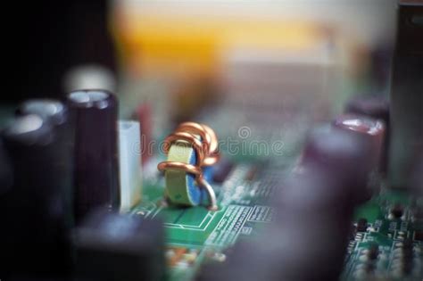 Inductor Installed On Electronic Circuit Stock Image Image Of Board Electromagnetic