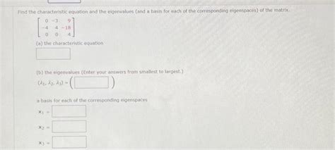 Solved Ind The Characteristic Equation And The Elgenvalues