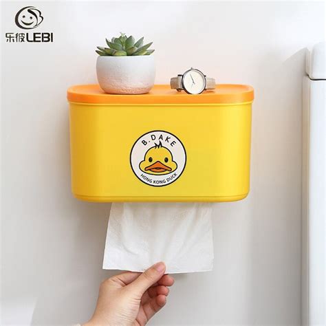 กล่องกระดาษทิชชูกันน้ำ กล่องม้วนกระดาษทิชชู่ในห้องน้ำ กล่องกระดาษชำระติดผนังชั้นวางฟรีเจาะ กล่อง