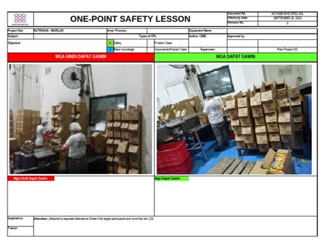One Point Lesson Opl Template Mar Pdf