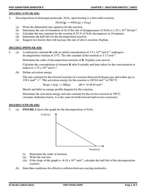 Chapter 1 Reaction Kinetics Pdf Reaction Rate Reaction Rate Constant